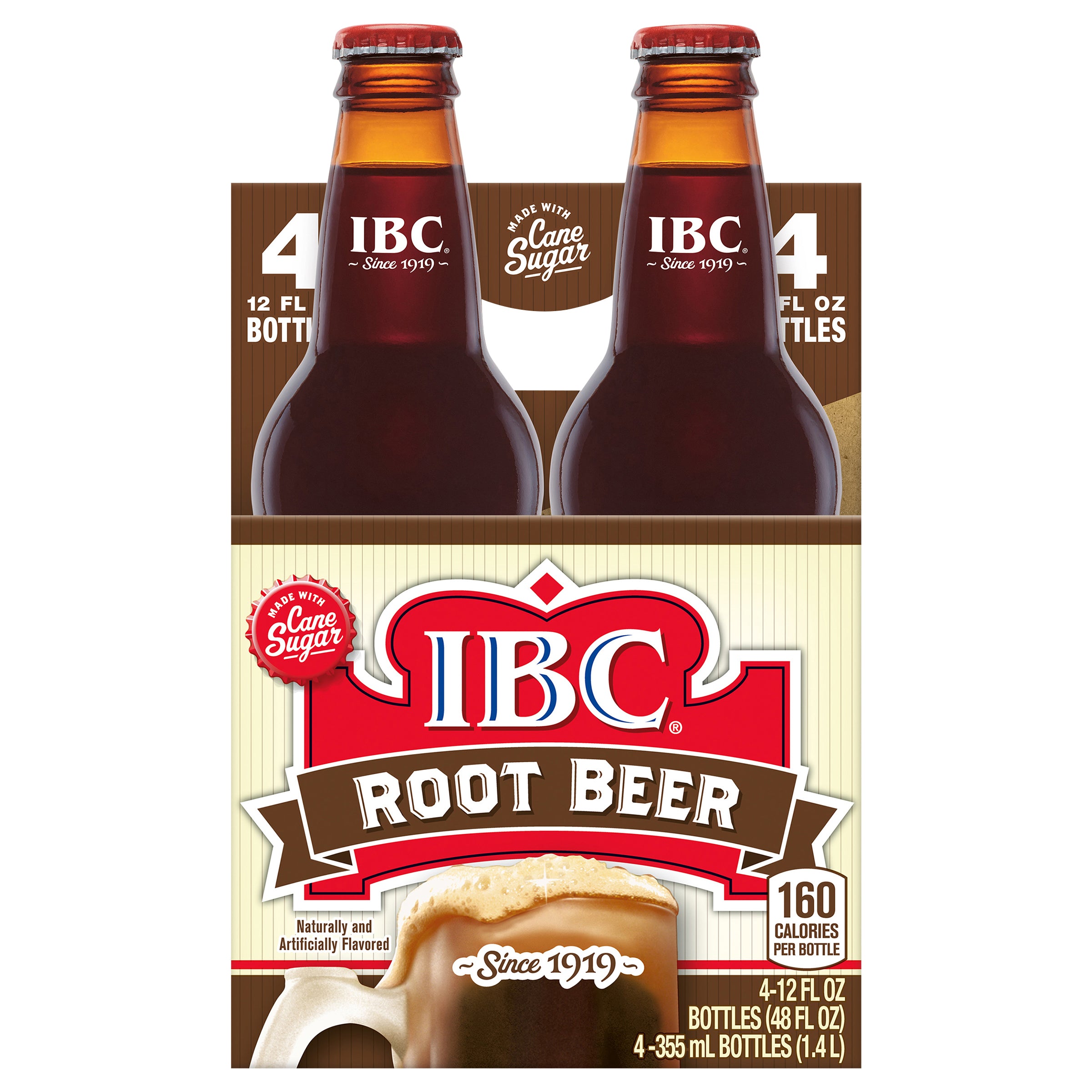 IBC Root Beer Made with Sugar Soda, 12 fl oz glass bottles, 4 pack ...